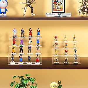 NIUBEE Acrylic Riser Display Shelf, Clear Display Stand for Amiibo Funko POP Figures,4 Tier Cupcakes Stand Perfume Organizer and Storage (9 Inch Small)