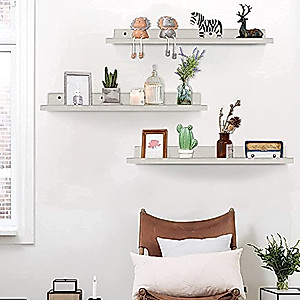 Calenzana Wall Mounted Floating Shelves, 3 Pack 24 inch and 3 Pack 36 inch Photo Picture Ledge Shelf for Living Room Bathroom Bedroom Kitchen Office, Creamy White