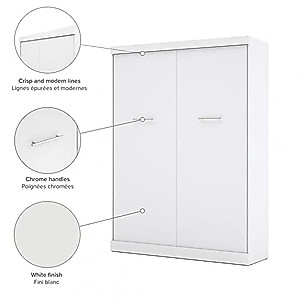 Pemberly Row Newton Easy-Lift Dual Piston Queen Size Murphy Wall Bed in White
