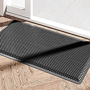 ESTHELLO Door Mat, Silicone Front Door Welcome Doormat, Non Slip Rugs for Indoor Outdoor, Machine Washable Low Profile Entrance Mat, Black Quick Dry Floor Mat Rugs for Kitchen Bedroom Restroom