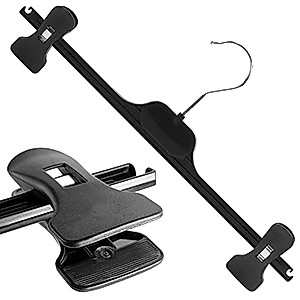 HANGERWORLD Skirt & Pant Hangers with Clips - Pack of 10, Black - 13.4inch Wide with Adjustable Clips and Swivel Hook