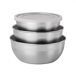Tramontina Covered Round Container Set w/Frosted Lids Stainless Steel 3 Pc, 80204/020DS