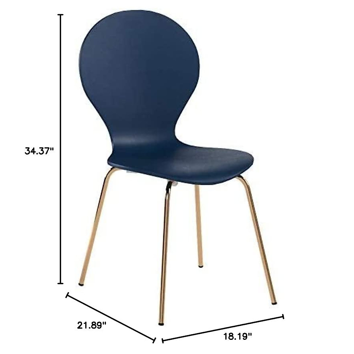 Versanora Vintage Stylish & Versatile Contorno Bentwood Set of 2 Chairs-Blue/Rose Gold