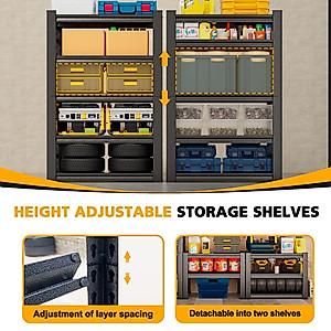 SFTORMAS 15.75" D X 32" W X 63" H Garage Shelving,5-Tier Adjustable Heavy Duty Shelving Unit,for Garage Kitchen Office Warehouse Basement Industrial Utility Yard,Black,2 Pack