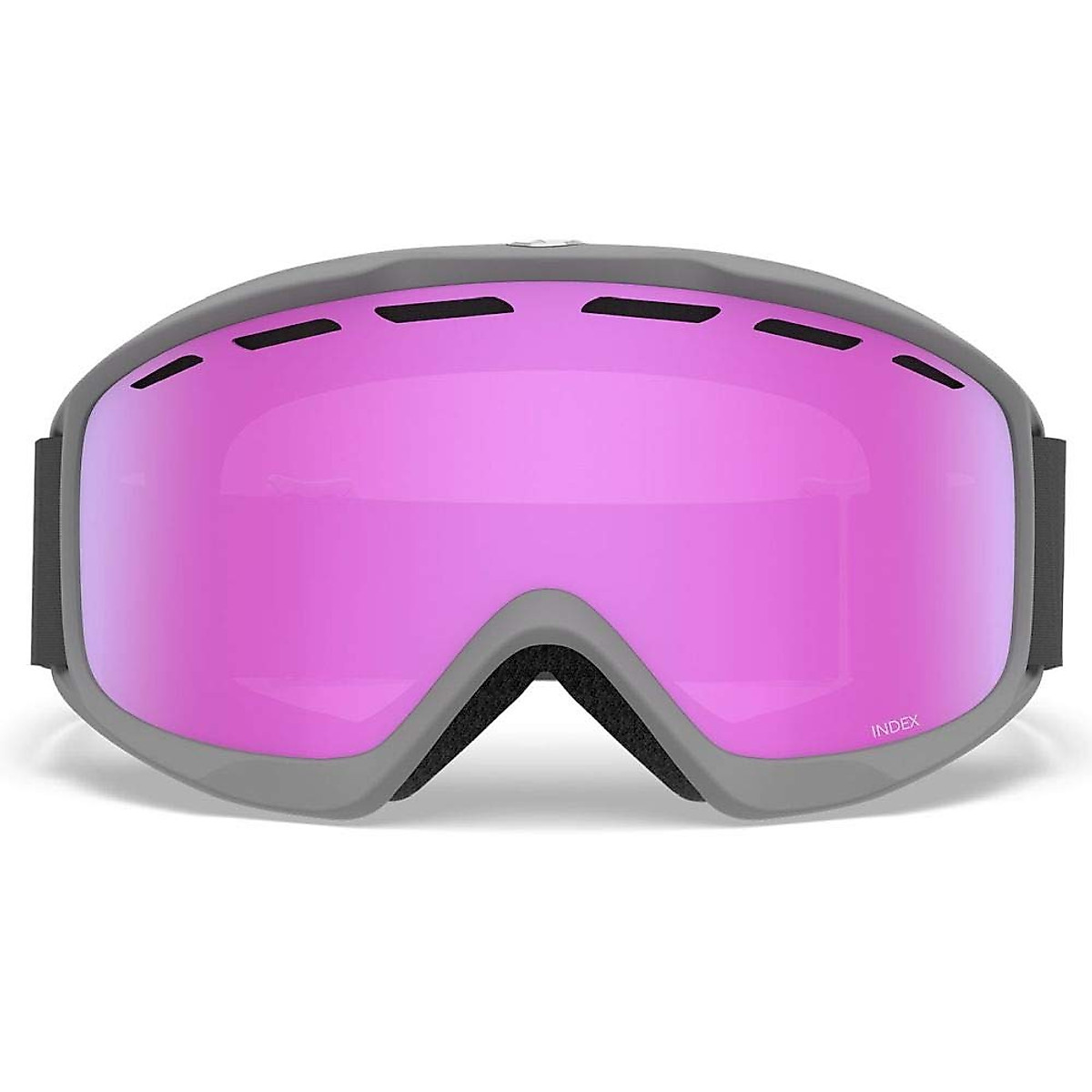 Giro Index OTG Adult Snow Goggles - Titanium Wordmark Strap with Vivid Pink Lens (2021)