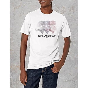 Karl Lagerfeld Paris Men's Shadow Logo Crewneck Short Sleeve Solid T-Shirt, White, Medium