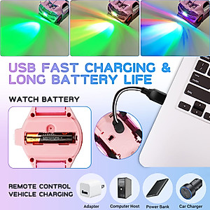 LOGOPLAY 2024 New Mini Remote Control Car Watch Toys, 2.4 GHz Cartoon RC Watch Racing Car, USB Charging Remote Control Car, Watch Car Hand Controlled Watch RC Car for Boys Girls Birthday Gift (Pink)