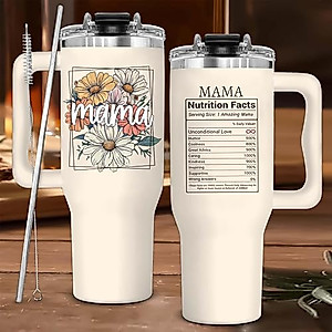 Noni Personalized Mama Tumbler, Custom Mama Tumblers With Handle And Straw, New Moms Gifts, Mothers Day Tumbler Gifts, Mommy Cups, Inspirational Mom Mug