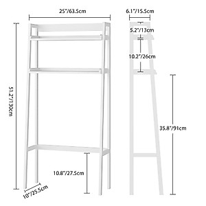 HITHOS Over The Toilet Storage Rack, 2-Tier Freestanding Bathroom Organizer, Wooden Bathroom Space Saver Toilet Rack for Home Office, White