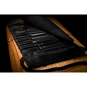EVERPRIDE Chef Knife Roll Bag Made of Genuine Top Grain Leather – Knife Bag Holds 10 Knives up to 18” PLUS Zippered Compartment for Cooking Accessories – Knives Not Included