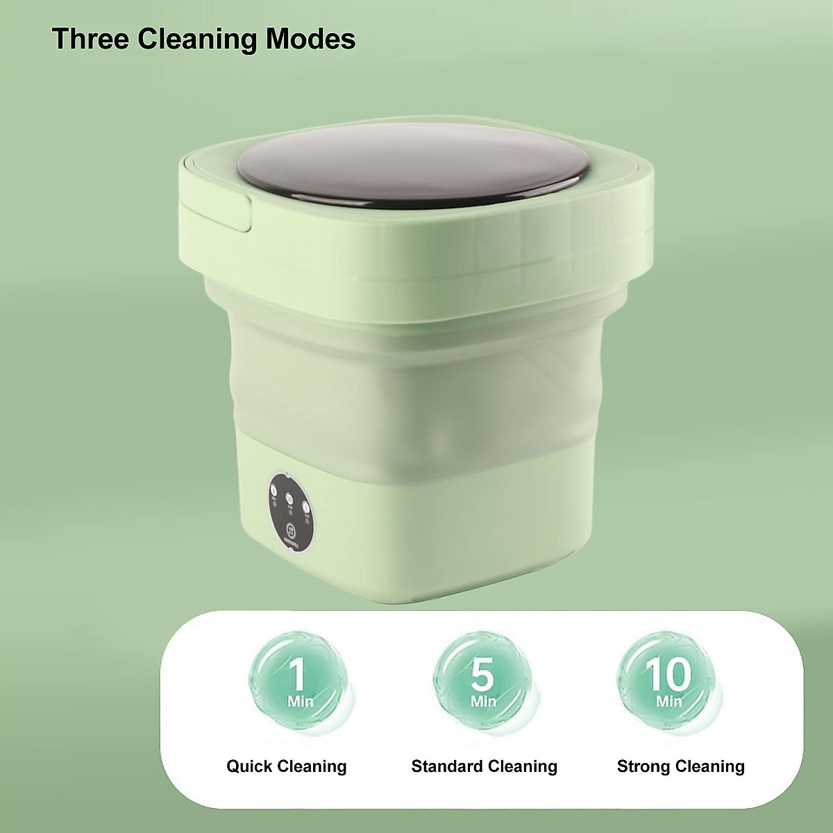 Foldable Washing Machine, Portable Washing Machine Mini Washers Large Capacity 6.5L, Soft Spin Drying, US Plug 100 To 240V for Home Camping Apartment (Green)