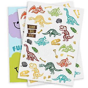 xo, Fetti Dinosaur Tattoos for Kids - 36 styles | Dino Fossil Birthday Party Supplies, T-Rex Party Favors, Stegosaurus Decorations, Easter Basket, Arts and Crafts, Activity