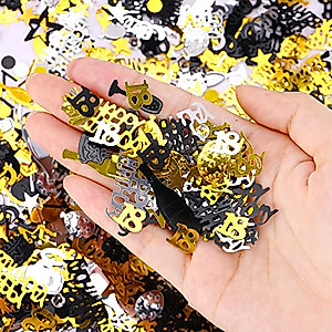 3000PCS Black Gold Silver 18th Happy Birthday Confetti Decorations with Diamonds Black Gold 18th Birthday Party Table Decor Metallic Foil Confetti Scatter for Boys Girls Birthday Anniversary Party DIY
