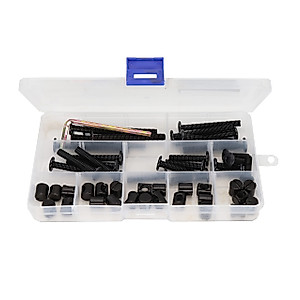 binifiMux 50pcs Crib Hardware Screws, M6 x 20mm/ 30mm/ 40mm/ 50mm/ 60mm Black Hex Socket Cap Bolts Barrel Nuts Assortment Kit for Cot Crib Bed Chairs