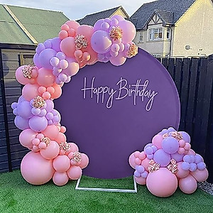6.5ft Purple Round Backdrop Cover Suitable for 6.5ft 6.56ft 6.6ft Circle Stand Polyester Purple Birthday Party Wedding Photography Round Circle Arch Backdrop Cover