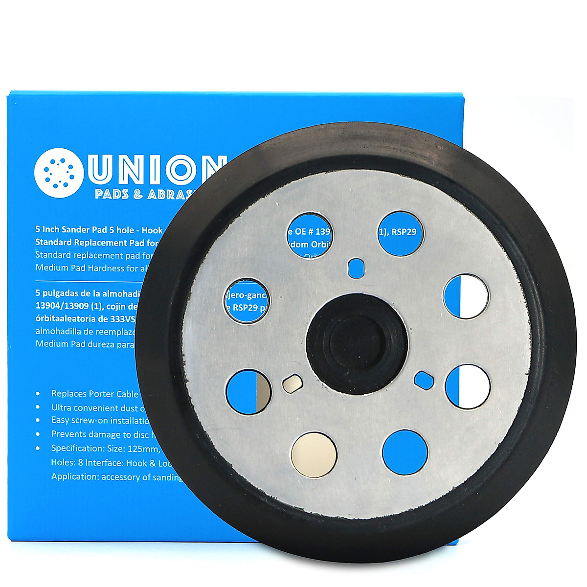 Union Pads and Abrasives OEM2 Replacement Sander Hook and Loop Orbital Sander Pad for 743081-8, 743051-7 Hitachi 324-209 Fits BO5010, BO5030/K, BO5031K, BO5041K, SV13YA, SV13YB, XOB01Z Sander