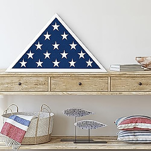 Americanflat Large Flag Display Case for Burial Flag - Fits Folded 5 x 9.5' Flag - Military Flag Case - Silhouette Collection - Flag Box Display Case for Wall or Tabletop - White