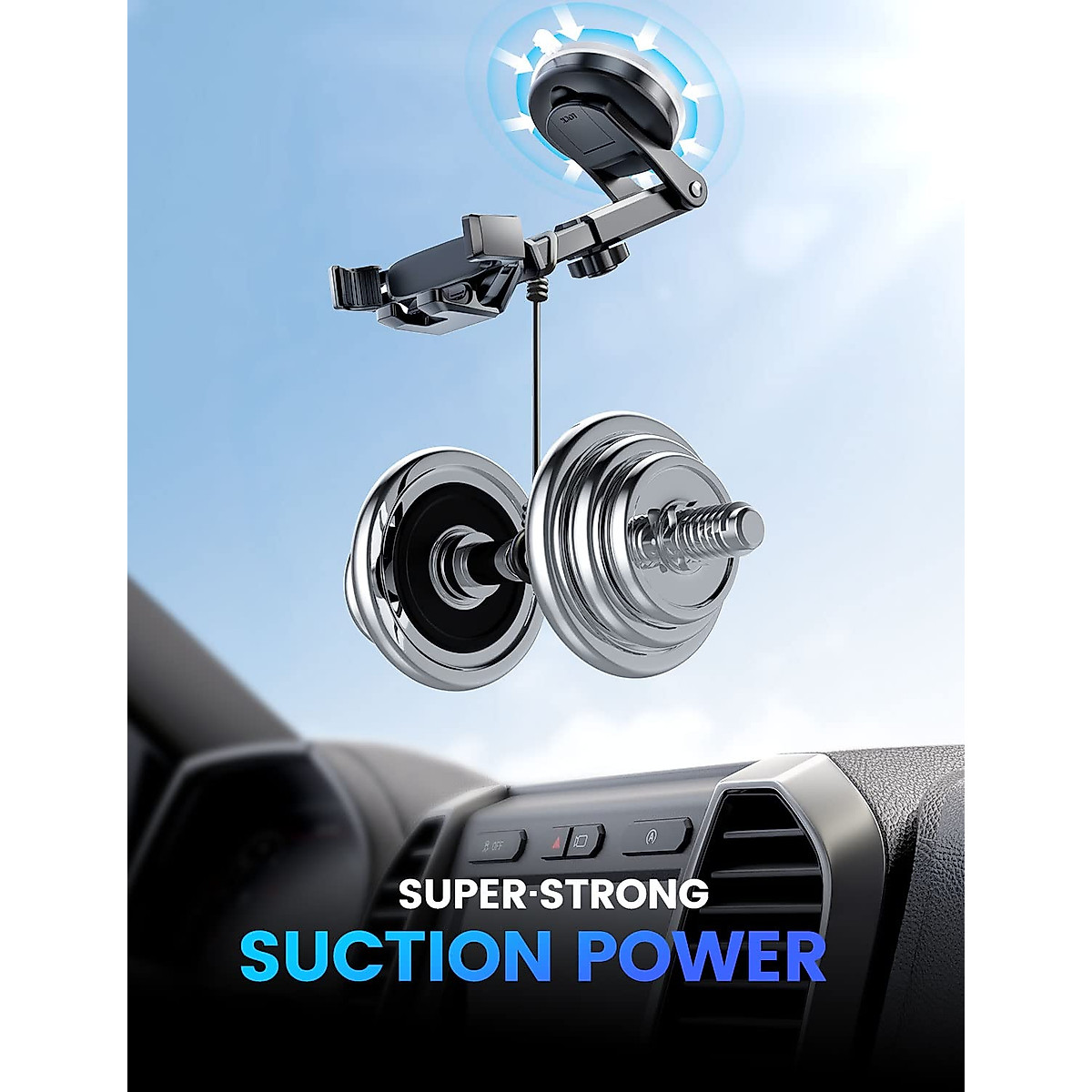 eSamcore Windshield Phone Mount for Car, Car Vent Phone Mount Gravity Suction Cup Phone Holder for Car Window Dashboard Car Cell Phone Holder for iPhone 14 Car Mount