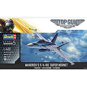 Revell 85-5871 Top Gun Maverick's F/A-18E Super Hornet Fighter Jet Kit 1:48 Scale 161-Piece Skill Level 5 Plastic Model Airplane Building Kit , Gray
