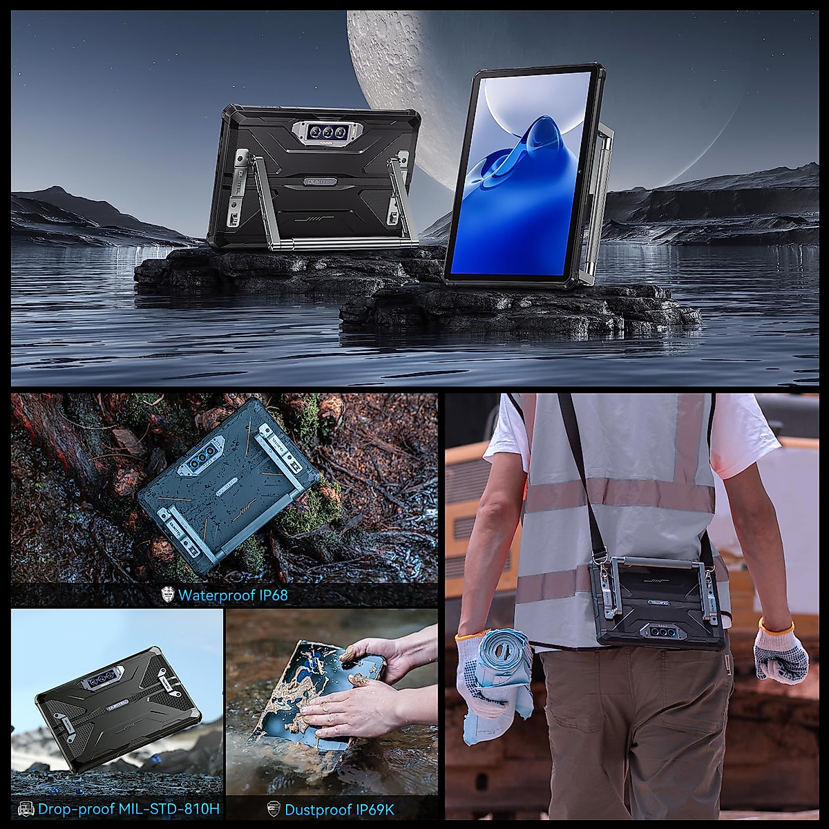 OUKITEL RT7 5G Rugged Tablet Android 13, 24GB+256GB - Waterproof Tablet, 32000mAh Battery 10.1" FHD+Tablets,33W Fast Charging,48MP+32MP+20MP Night Vision Camera, 5G Dual SIM+5G WiFi/OTG/GPS/T-Mobile