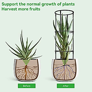 Growneer Plant Stake, 12 Pcs Plant Support Stakes, Stackable Flower Support Stake for Garden, Tomato Plant Support with 20m Twist Tie, Plant Holder for Indoor and Outdoor, Easy to Assemble