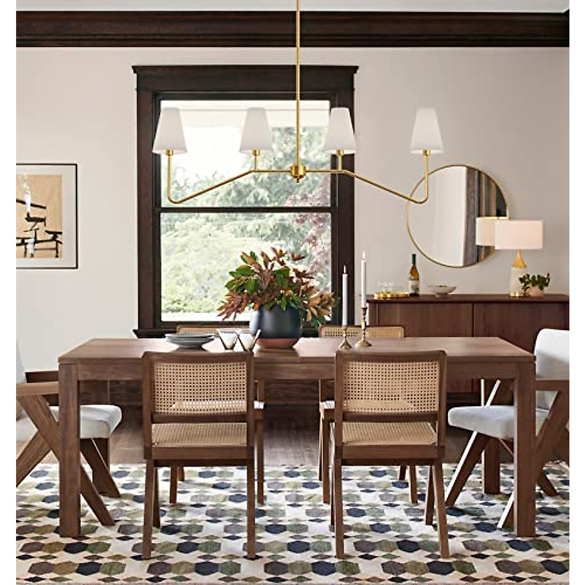 Electro bp;47" W 4-Light Linear Kitchen Island Lighting Fixture Classic Chandeliers Polished Gold with White Linen Shades 160W