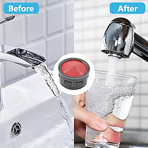 20 Pack Faucet Aerator, Faucet Flow Restrictor with Washers Replacement Parts Insert Sink Aerator for Bathroom or Kitchen, (Red, 2.2 GPM)