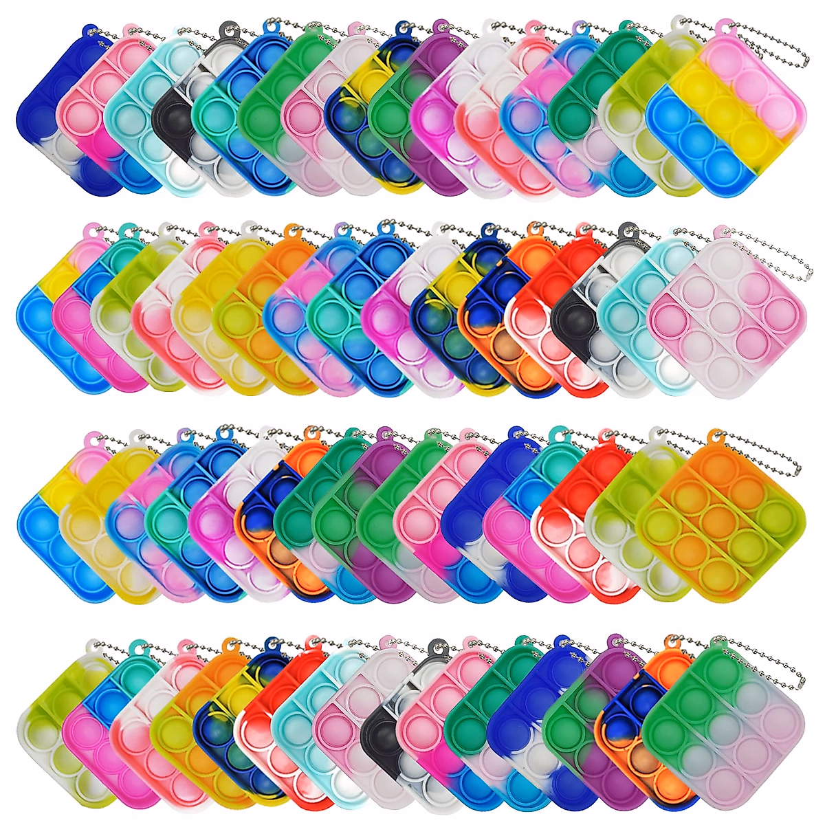 60 Pcs Mini Pop Bubble Fidget Sensory Toys, Pop Keychain Bulk Toy for Party Favor, Classroom Student Prizes Easter Basket Goodie Bag Stuffers Christmas Valentine Gift for Kid