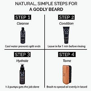 ZEUS Deluxe Beard Wash & Care Set – With Beard Wash, Refined Beard Oil & Palm Beard Brush (Sandalwood)