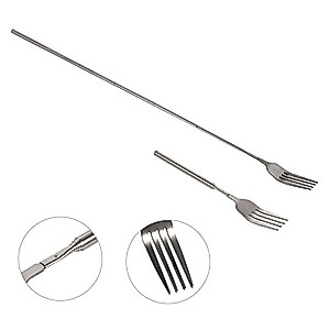 Adjustable Telescopic Fork,Stainless Steel Dinner Fork,BBQ Extendable Dinner Fruit Dessert Long Handle Fork,for Eating, Barbecue, Dinner, Dessert, Sausage, Vegetable(8.7~25.4in)