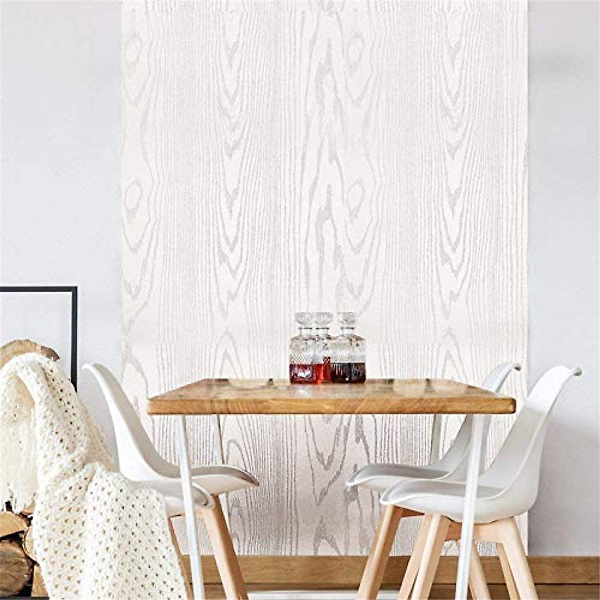 Yancorp Textured White Contact Paper Peel and Stick Wallpaper, White Wood Contact Paper for Cabinets,Pull and Stick Countertops Contact Paper for Countertops Shelf Liner