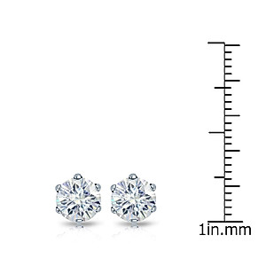 Diamond Wish 1 1/2 Carat Moissanite Round Stud Earrings for Women in 14k Yellow Gold (J-K, TGW, 6 mm) 6-Prong Set Screw Back