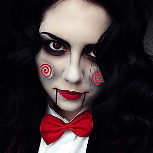 FashionTats Saw Clown Temporary Tattoos Kit | 3-Pack | Halloween Costume Ideas | MADE IN THE USA | Skin Safe | Removable