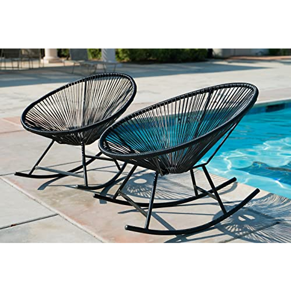 XBrand Hammock Weave Rocking Patio Chair, Black