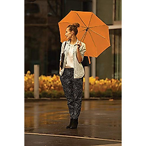 Lewis N. Clark Travel Umbrella Windproof & Water Repellent Fabric, Automatic Open Close & 1 Year Warranty, Orange