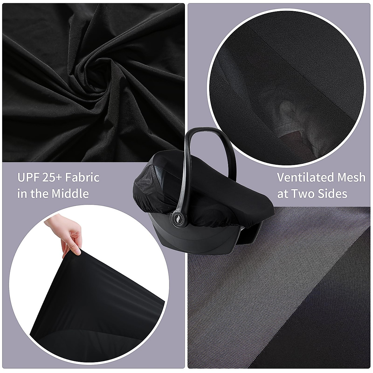 Baby Car Seat Cover Infant Car Seat Sun Cover Baby Car Seat Canopy Cover-Shield Strong Sunlight and Cut 96% UV Rays