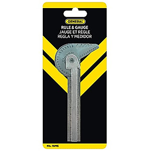 General Tools Pocket-Sized 6-In-1 Multi Use Ruler and Gauge #16ME with 4-Inch Ruler and Etched Graduations in 64ths of an Inch and Millimeters