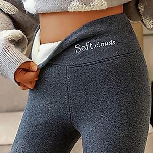 AMDBEL Fleece Leggings for Women 2023 Casual Warm Winter Pants Slim Leggings Soft Clouds Fleece Lined Thermal Leggings Tights Dark Gray