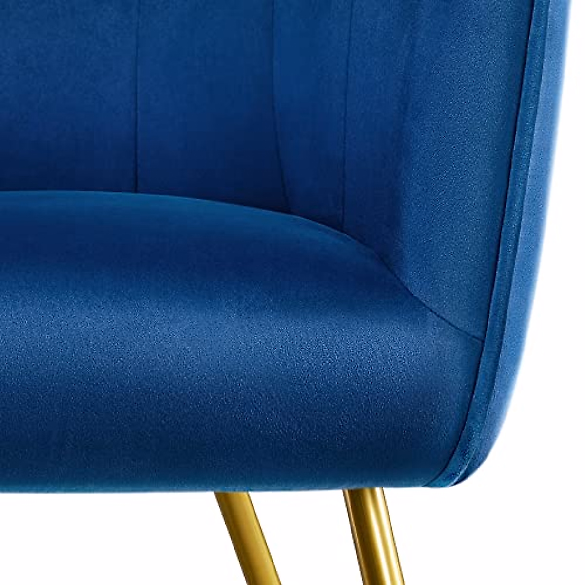 Yaheetech Accent Chair, Modern Velvet Living Room Chair with Metal Legs and Soft Padded, Comfy Side Chair for Bedroom/Office/Study/Waiting Room, Dark Blue