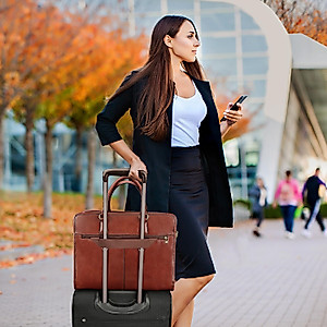 Banuce Full Grains Italian Leather Briefcase for Women Handbags 14 Laptop Business Bags Attache Case Satchel Purses Ladies Work Bag Brown