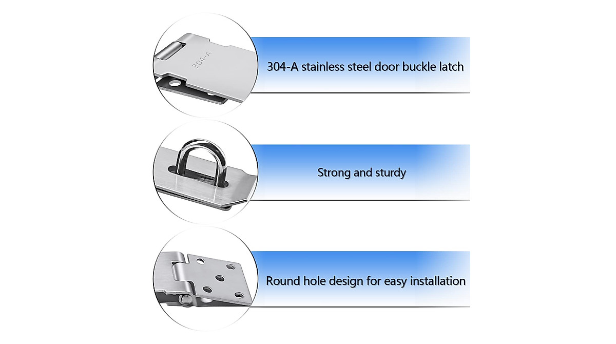 2Pcs Stainless Steel Gate Lock Hasp - Durable & Secure
