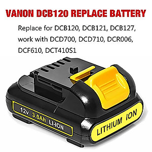 Xmenany 2Pack 3.0Ah DCB120 Battery Replacement for Dewalt 12V Battery Max Lithium-ion DCB120 DCB123 DCB127 Higher Capacity