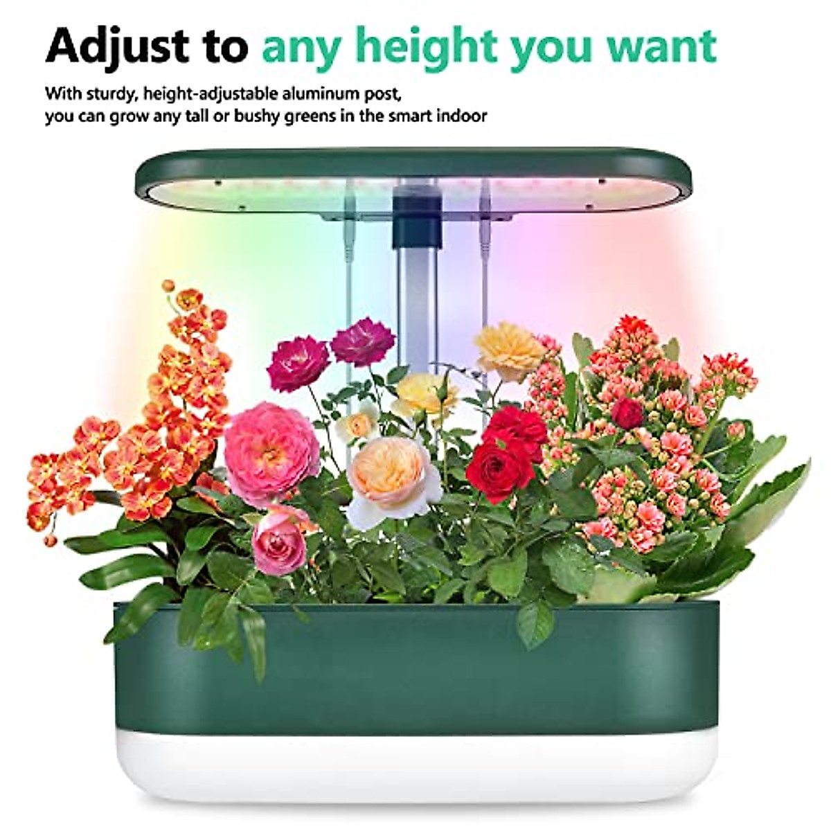 Hydroponics Growing System, 10 Pods Indoor Gardening System with 24W Full Spectrum Grow Light, Automatic Timer Pump,Height Adjustable(7''-15''),4.2L Water Tank Indoor Growing System for Patio Kitchen