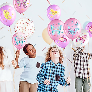 Libima 45 Pcs Butterfly Party Balloons Butterfly Birthday Party Decorations Fairy Butterfly Latex Balloons Pink Purple Butterfly Balloons Decorations for Girls Princess Party Baby Shower (Classic)