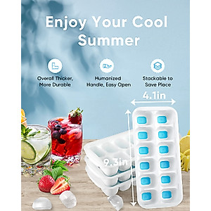 ICEXXP Ice Cube Trays for Freezer, 4 Pack Easy Release & Flexible Silicone Ice Cube Trays with Lids, BPA Free & Odor Free for Cocktail, Coffee, Stackable Plastic Ice Trays for Freezer with Covers