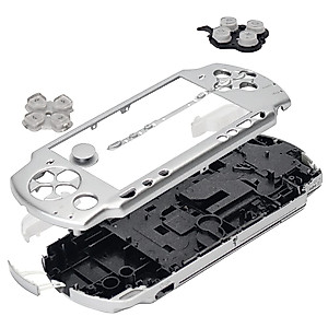 OSTENT Full Housing Shell Faceplate Case Parts Replacement for Sony PSP 2000 Console Color Silver