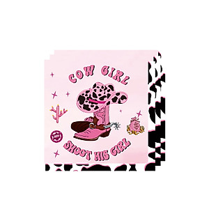 100pcs Western Cowgirl Party Decorations Let's Go Girl Party Supplies for Girls Cow Print Paper Plates Napkins Forks Knives Boots Western Theme Birthday Bachelorette Party