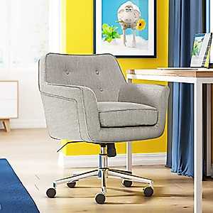 Serta Ashland Ergonomic Home Office Chair with Memory Foam Cushioning Chrome-Finished Stainless Steel Base, 360-Degree Mobility, Light Gray Fabric