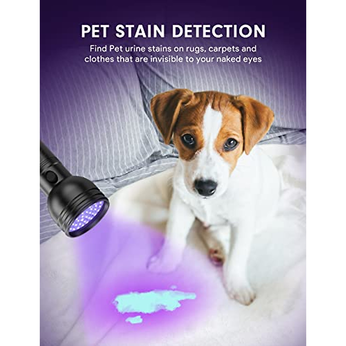 YOUTHINK Black Light, 51 LED UV Flashlights for Home &Hotel Inspection, Portable Black Light for Pet Urine Detection,Dry Stains,Bed Bug, Matching with Pet Odor Eliminator