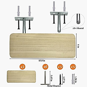 wyewye Floating Shelves Wall Wood Shelves Set of 3, Durable Visible Bracket Wall Shelves Decor for Kitchen, Bedroom, Living and Bathroom Shelves for Wall Decor Floating Bookshelf
